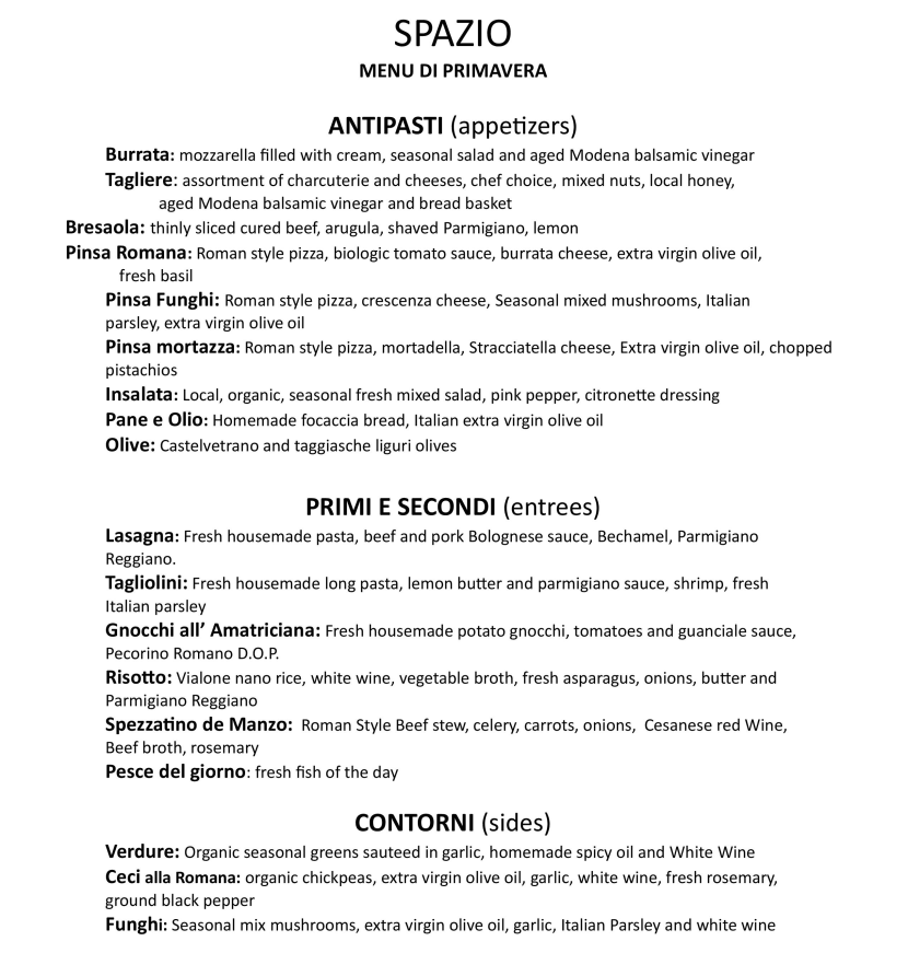 The Menu - SPAZIO
